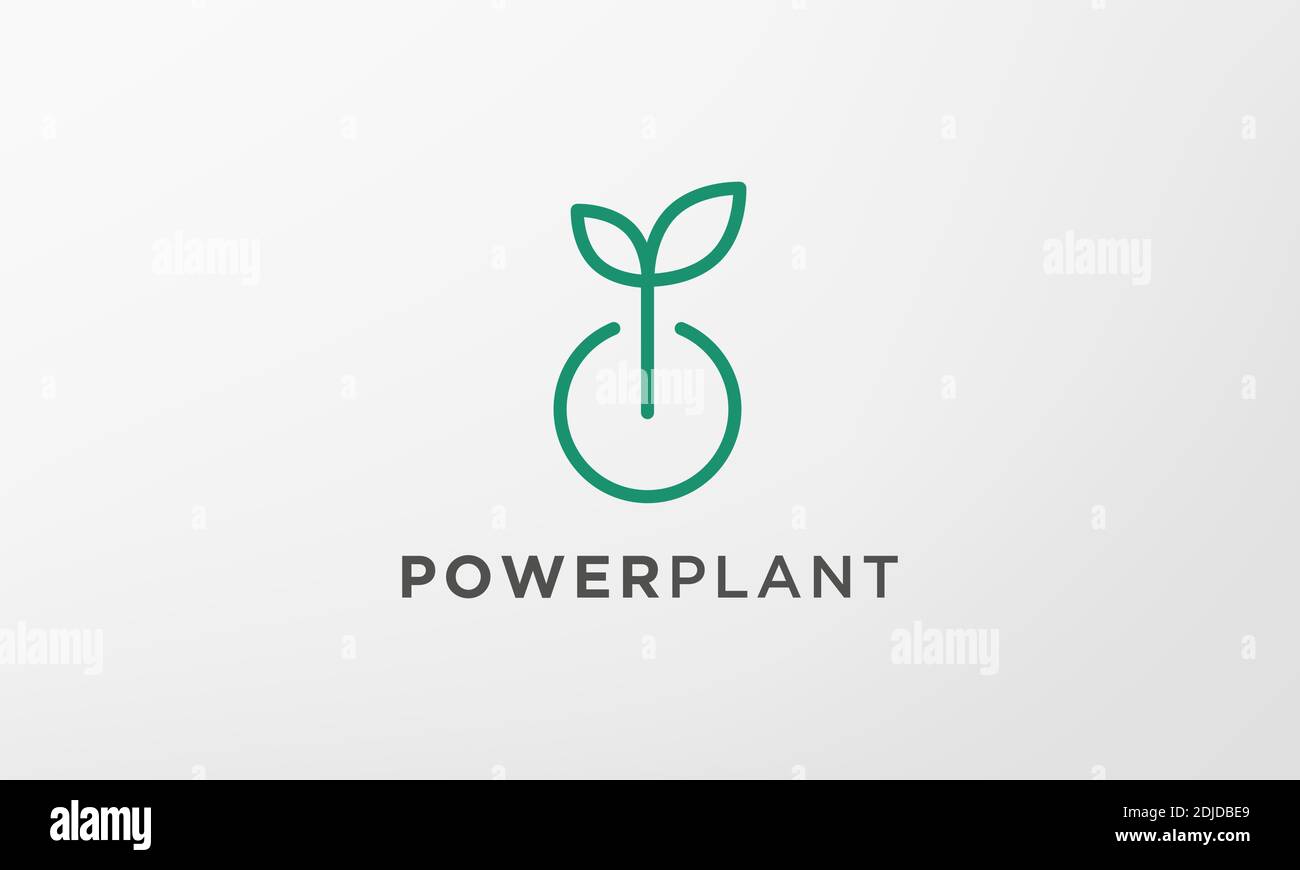 simple power lightning leaf plant logo in modern style Stock Vector ...