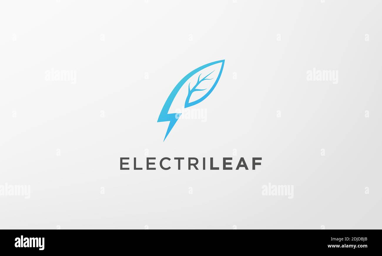 lightning leaf logo in a modern and simple shape Stock Vector Image ...