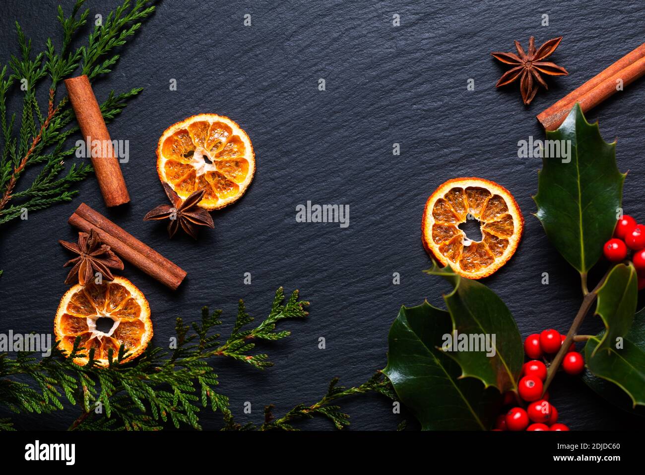 Seasonal background concept Winter or Christmas spices and christmas ...