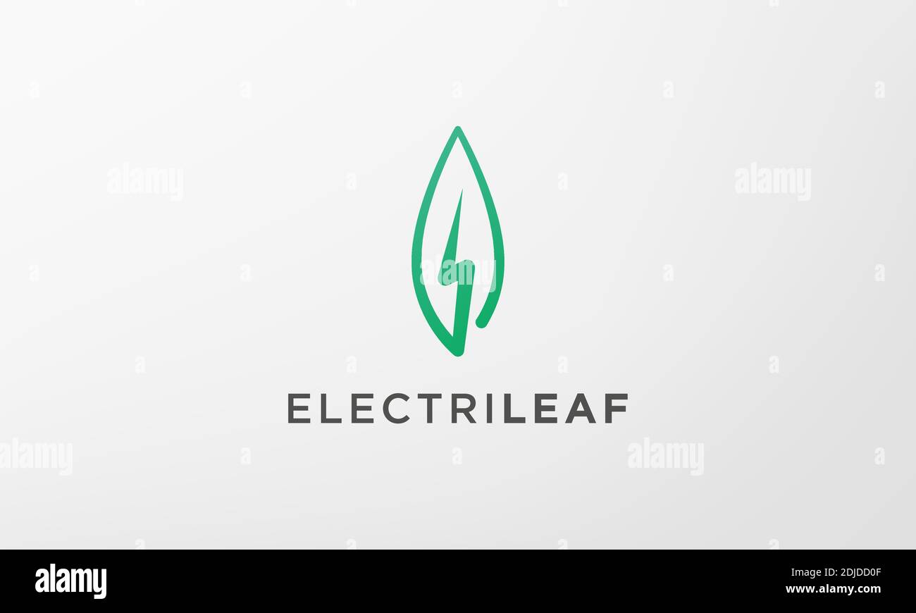 green lightning leaf logo in a modern and simple shape Stock Vector ...