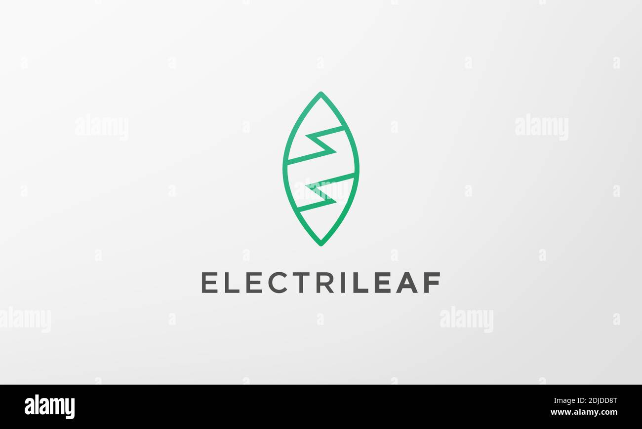 green lightning leaf logo in a modern and simple shape Stock Vector ...