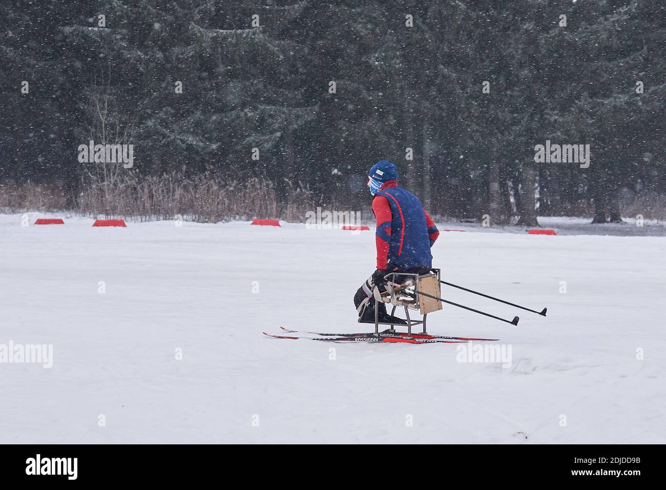 Perm, Russia - December 12, 2020: athlete with a disability trains for ...