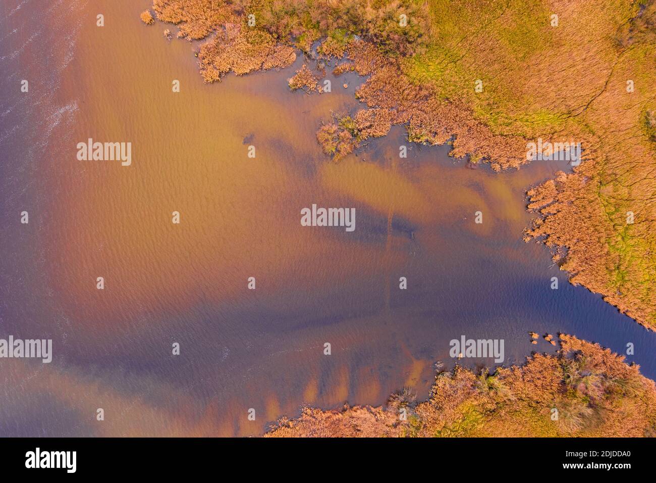 Balatonszentgyörgy, Hungary - Aerial view of river Zala meets lake ...
