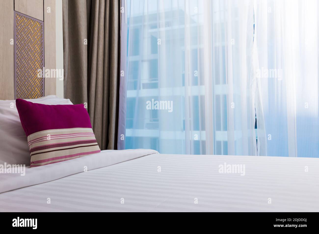Empty Bed In Bedroom At Home Stock Photo - Alamy