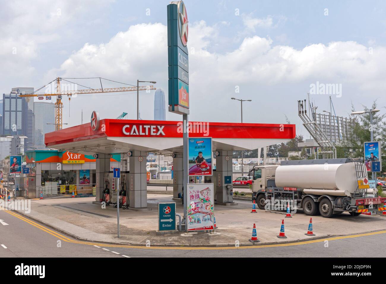 Hong Kong, China - May 1, 2017: Caltex Petrol Station at Island in Hong ...