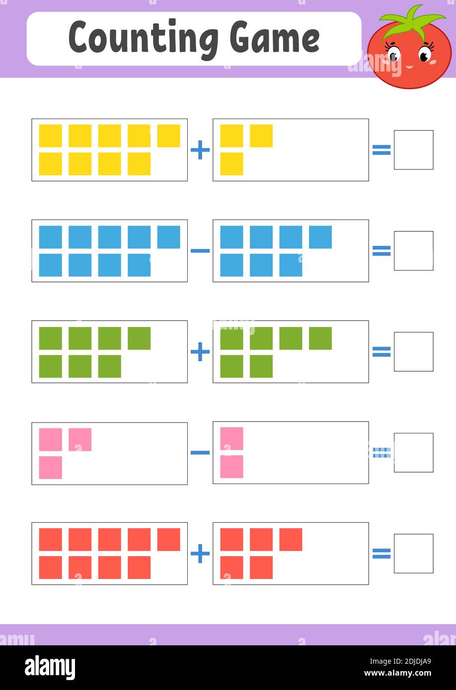 Counting game for children. Addition and subtraction. Activity ...
