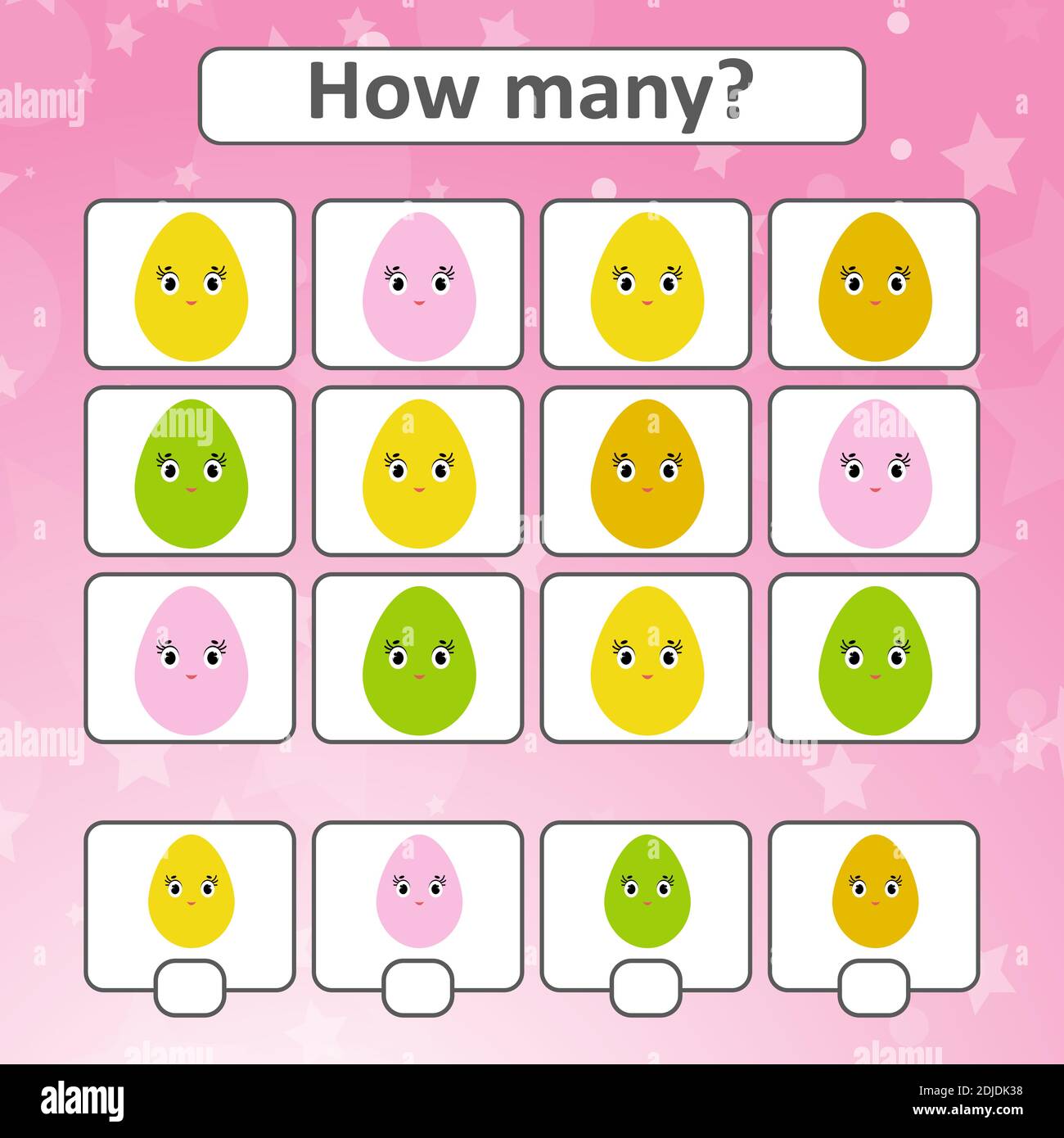Game for preschool children. Count out how many Easter eggs in the ...