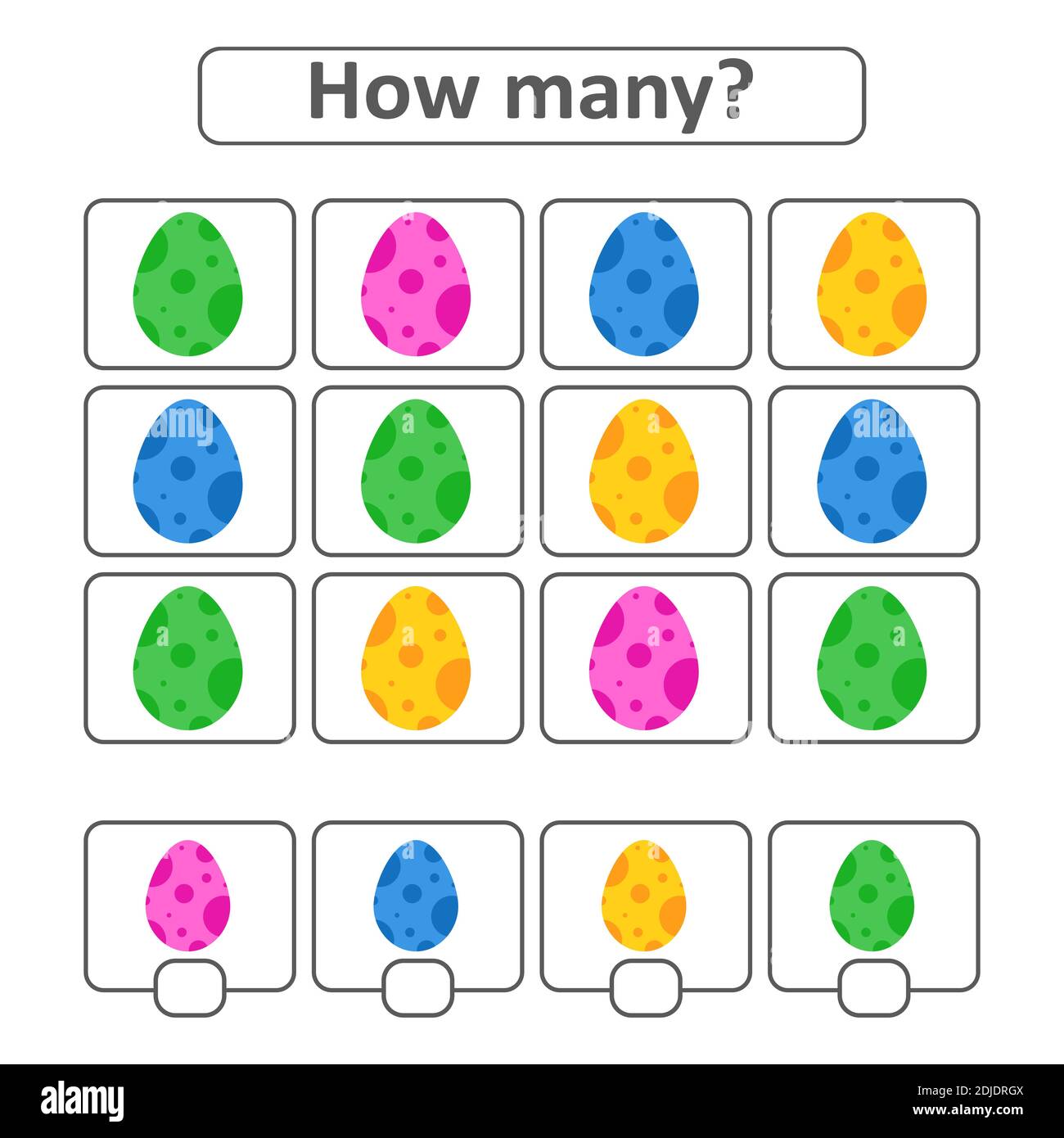 Game for preschool children. Count out how many Easter eggs in the ...