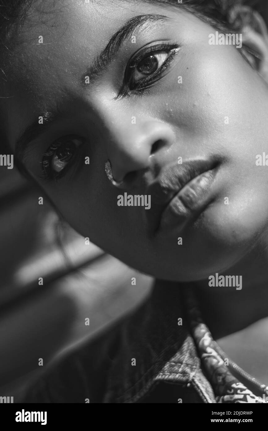 Indian girl hair lip hi-res stock photography and images - Alamy