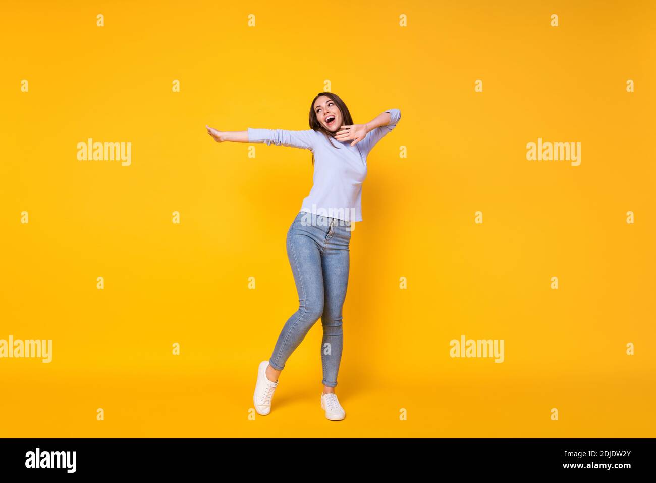 Full length body size view of her she attractive pretty slender ...