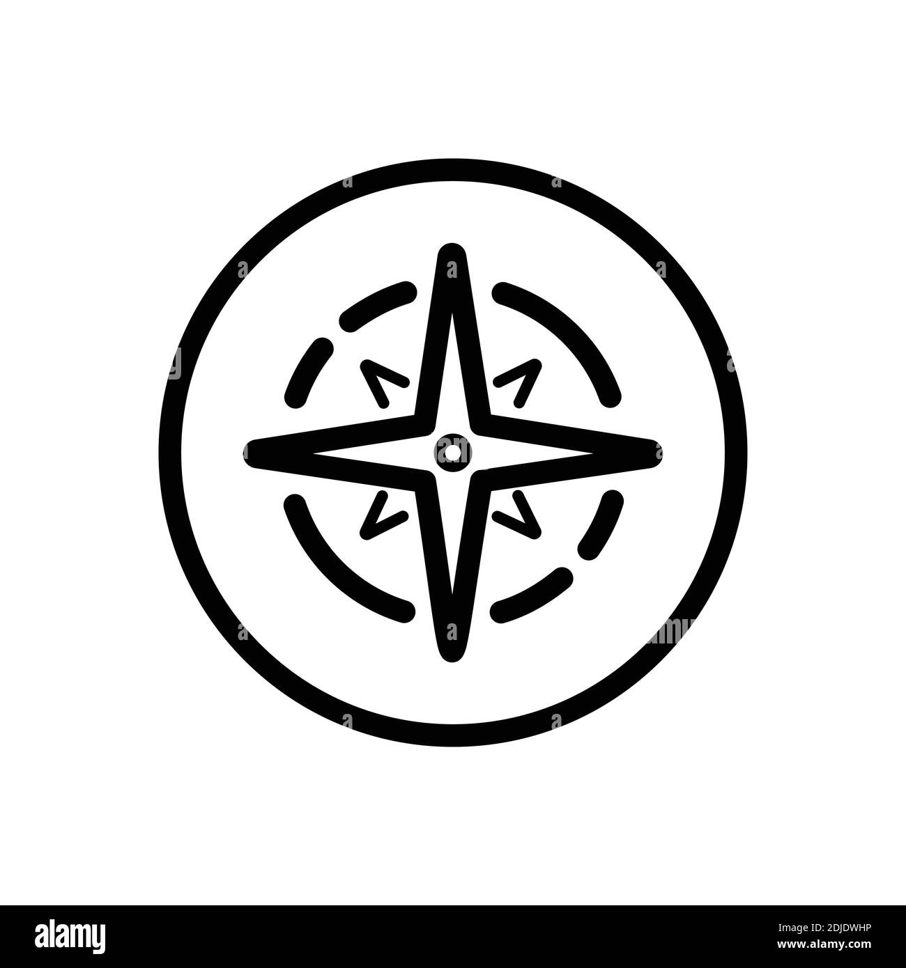 Wind rose sign. Weather outline icon in a circle. Isolated vector ...