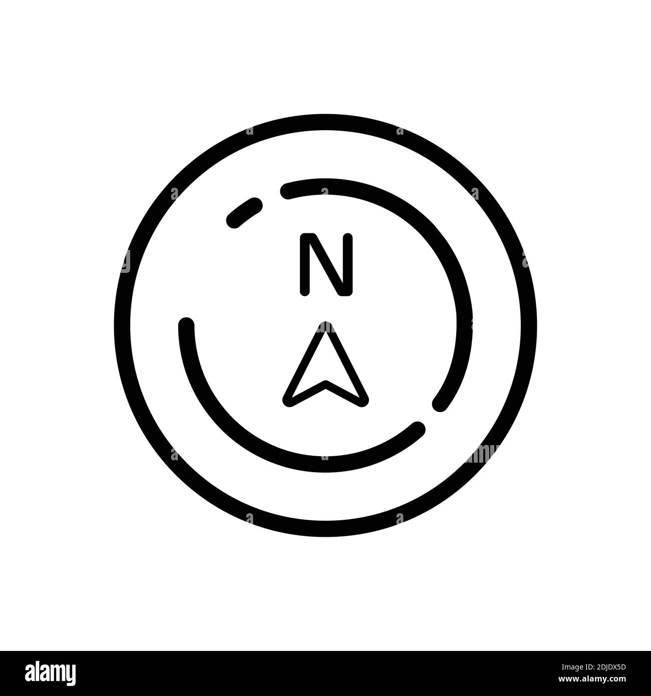 North direction. Weather outline icon in a circle. Isolated vector ...