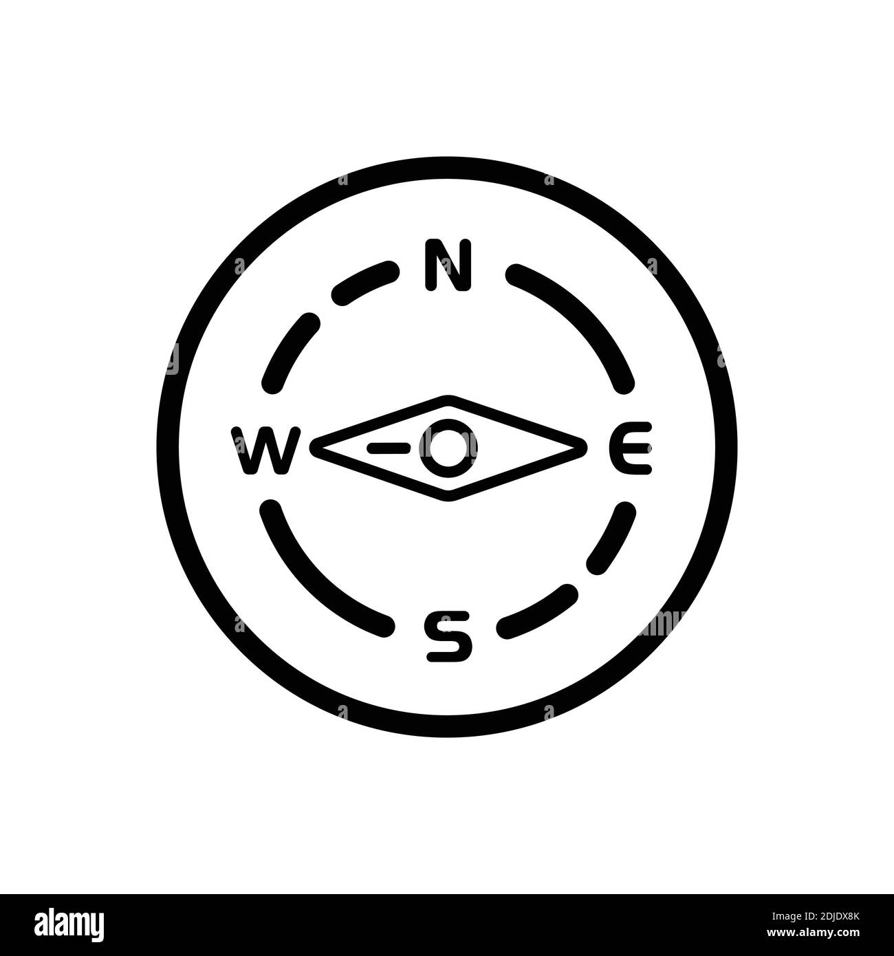 Compass. West direction. Weather outline icon in a circle. Isolated ...