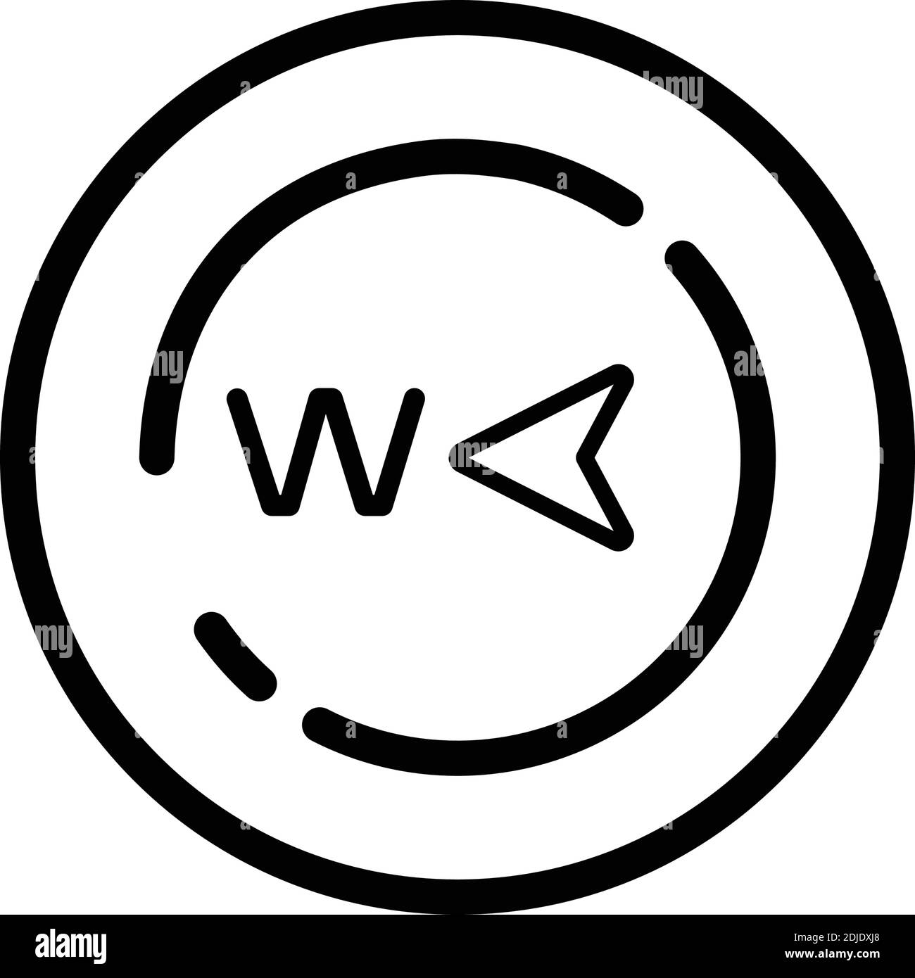 West direction. Weather outline icon in a circle. Isolated vector ...