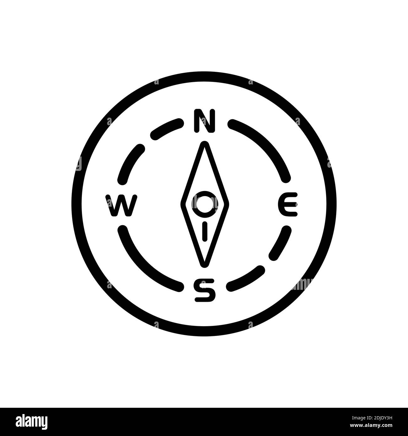 Compass. South direction. Weather outline icon in a circle. Isolated ...