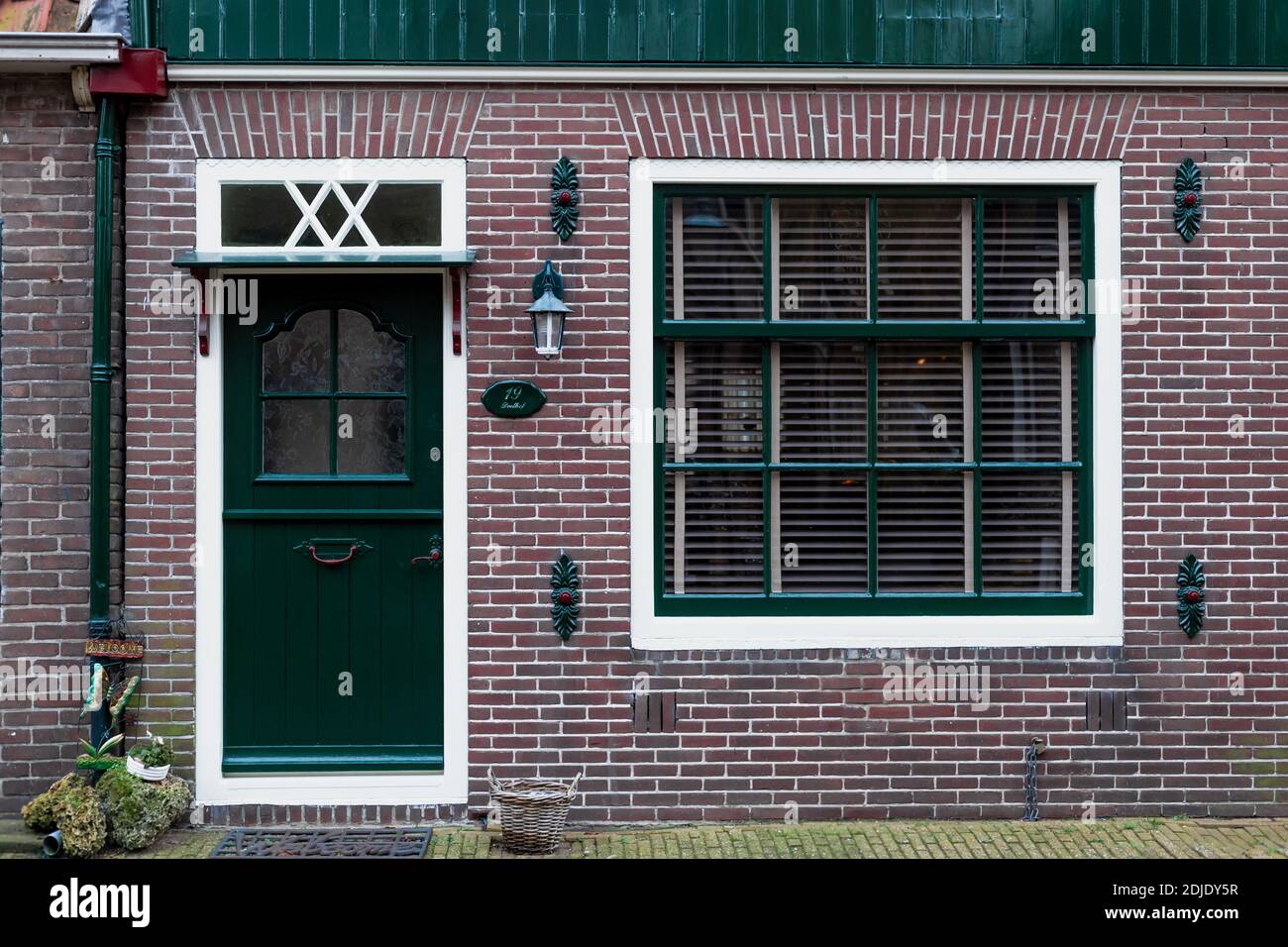 Typical dutch rural front door and window. Vintage European village ...
