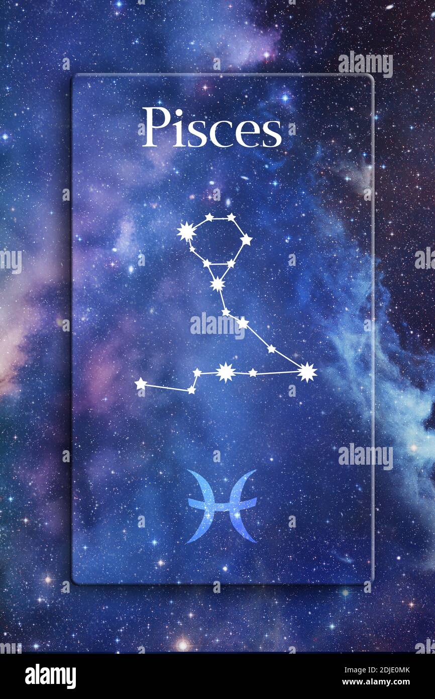 astrology symbol and constellation of zodiac sign of Pisces Stock Photo ...
