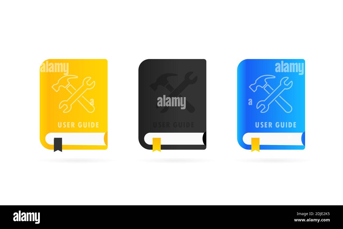 User Guide book icon set. Flat vector illustration Stock Vector Image ...