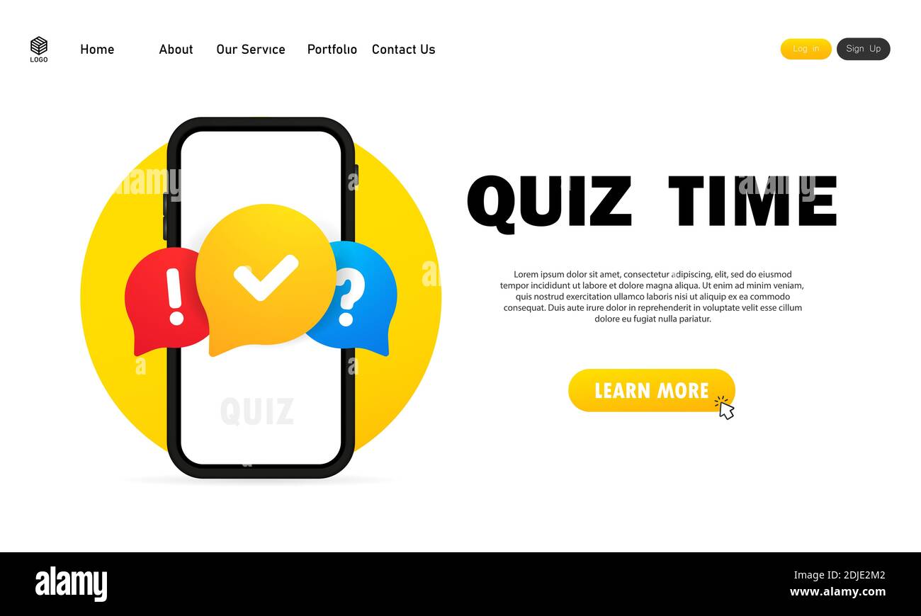 Quiz online on smartphone. The concept is the question with the answer ...