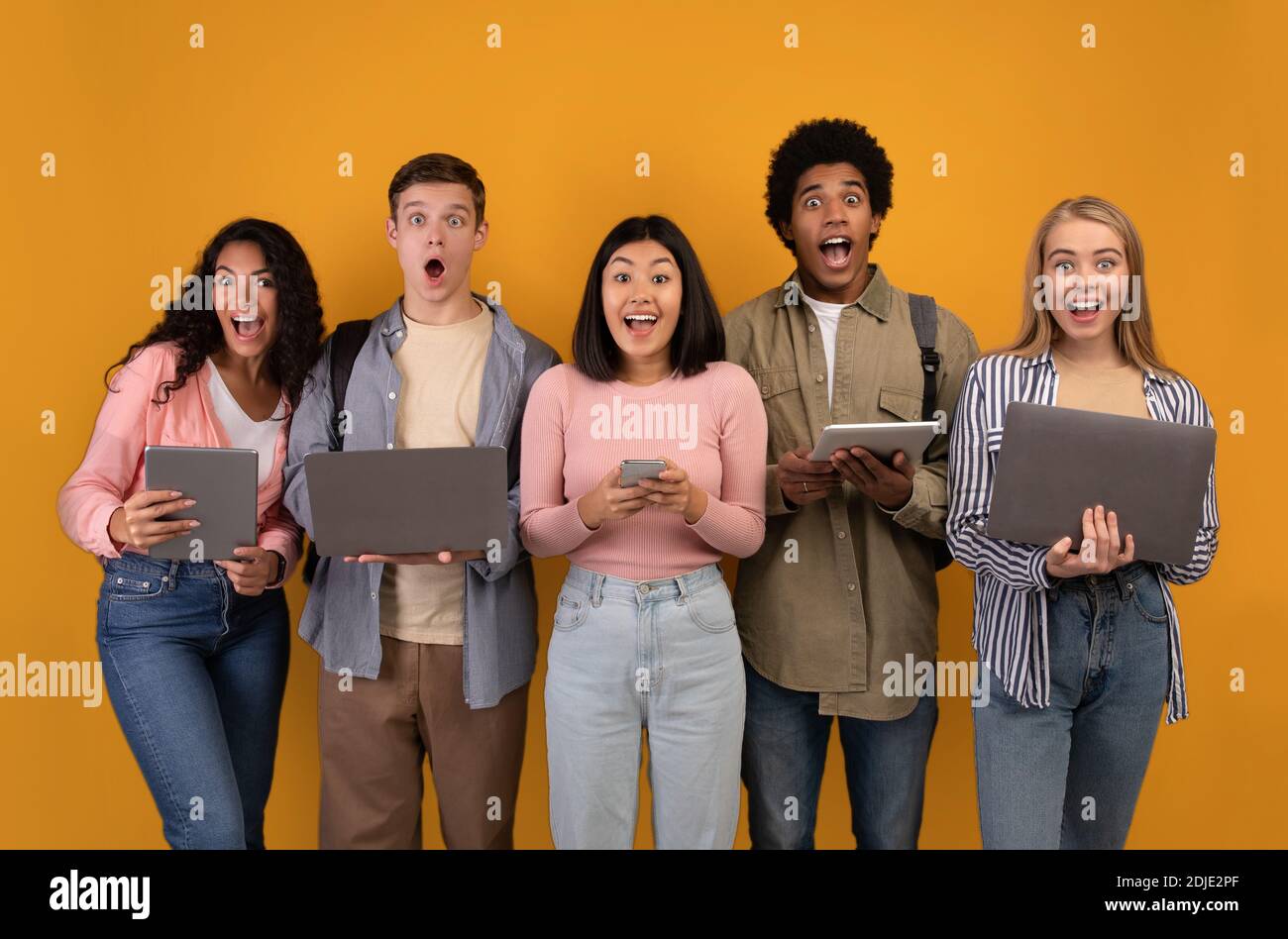 Gossip, shocking news, study with online technology and teamwork Stock ...