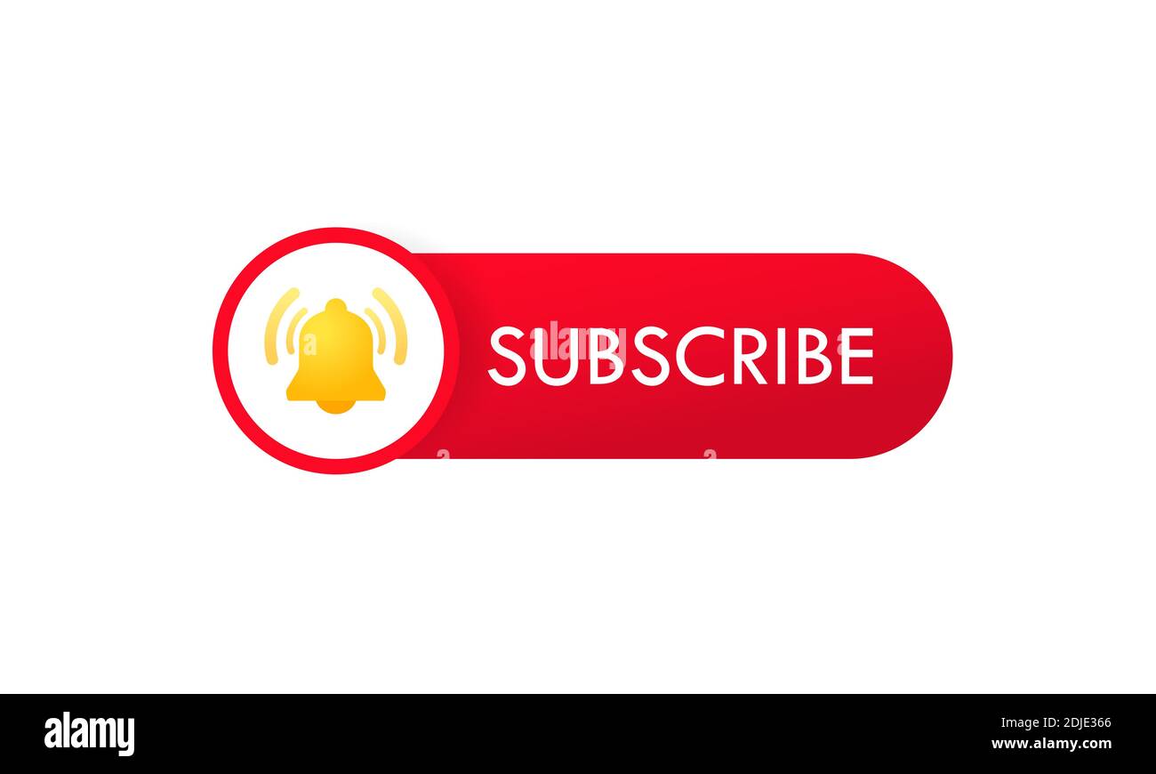 Subscribe button template with the notification bell. Video channel ...