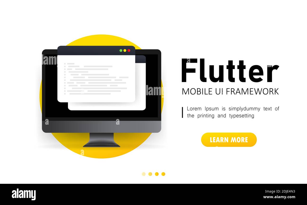 Learn To Code Flutter Mobile Ui Framework On Computer Screen Programming Language Code