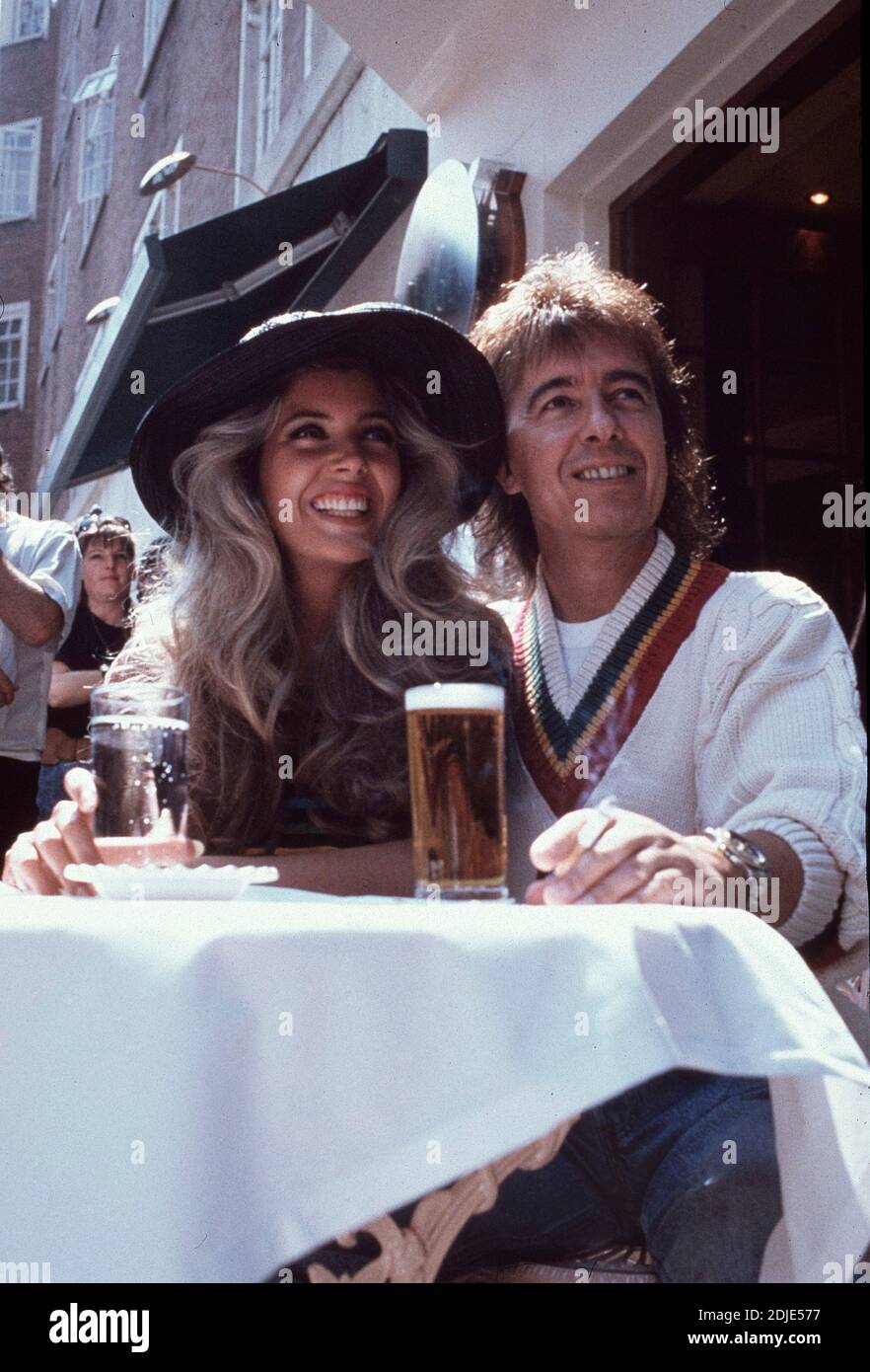 London. UK. LIBRARY. Mandy Smith and and Bill Wyman in late 1980s ...