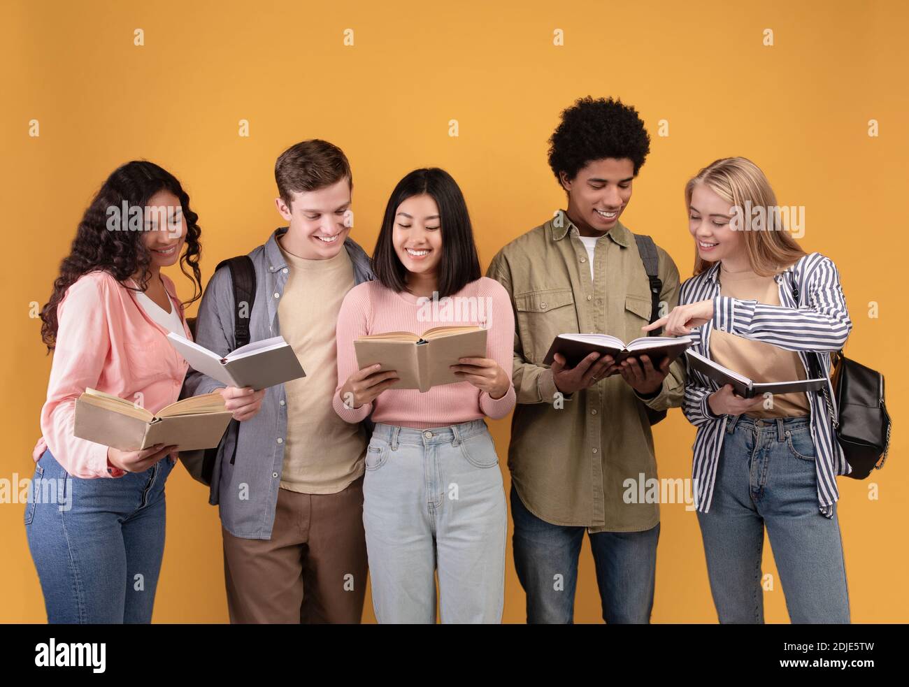 Joint study and preparation for exams or tests and teamwork Stock Photo ...