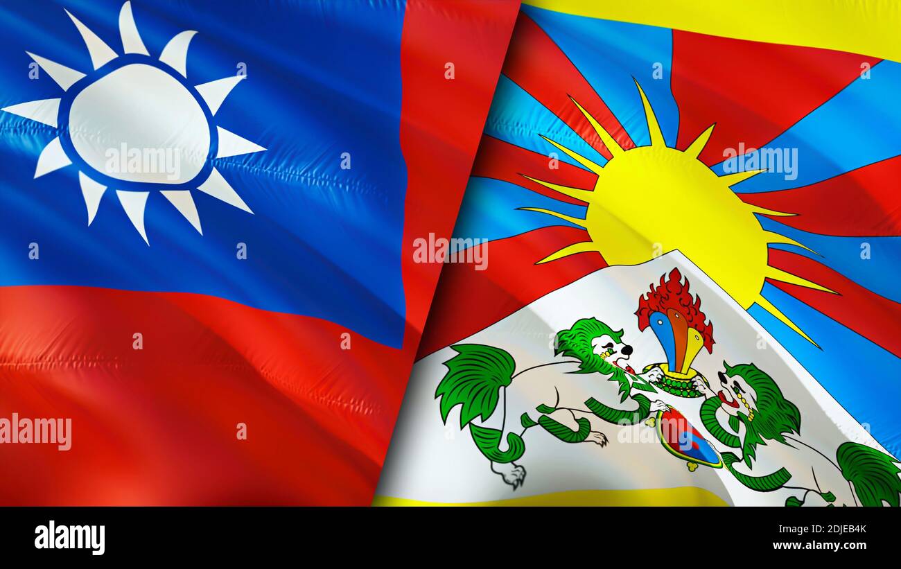 Taiwan and Tibet flags. 3D Waving flag design. Taiwan Tibet flag ...