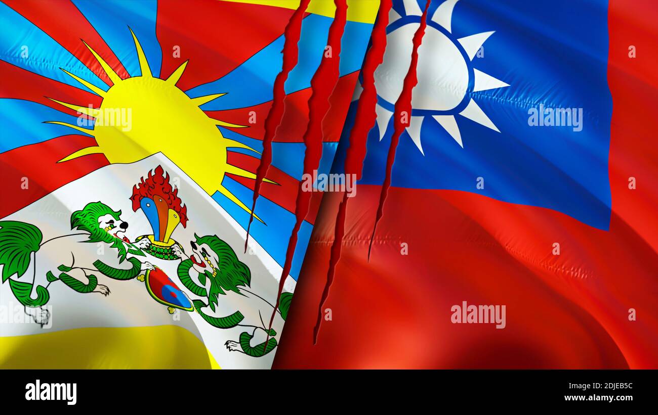 Tibet and Taiwan flags. 3D Waving flag design. Tibet Taiwan flag ...