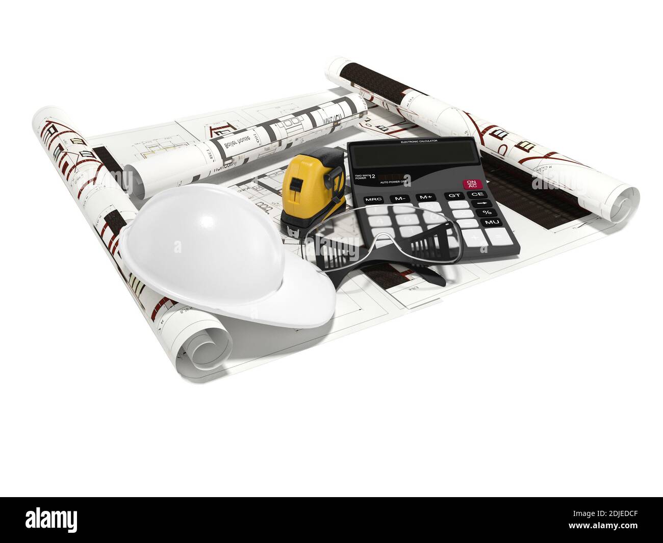 3d rendering concept architectural project with engineering work on ...