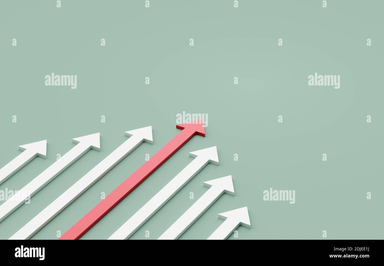 Leadership concept. One red leader arrow leading team forward. 3d ...