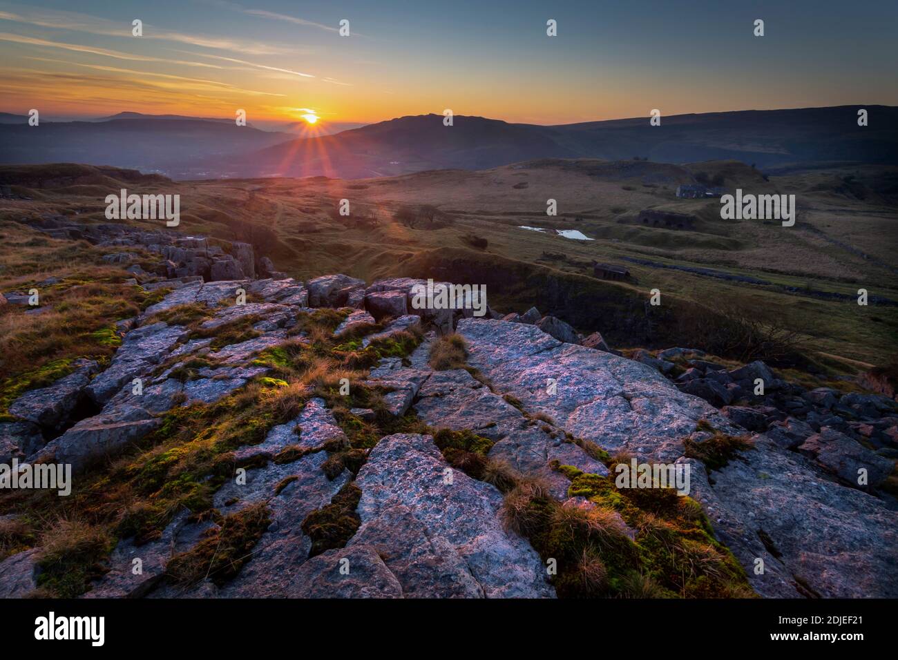 Sunset at Penwyllt Stock Photo - Alamy