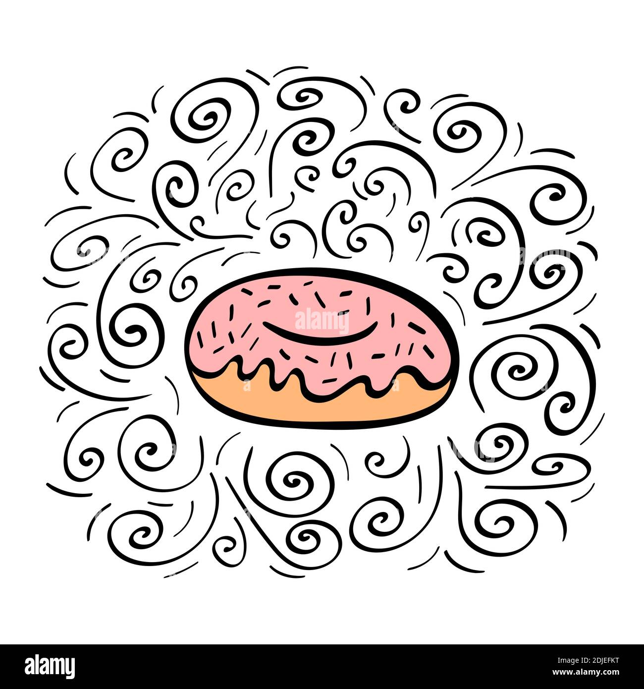 Hand drawn donut with decoration. Vector illustration Stock Vector ...