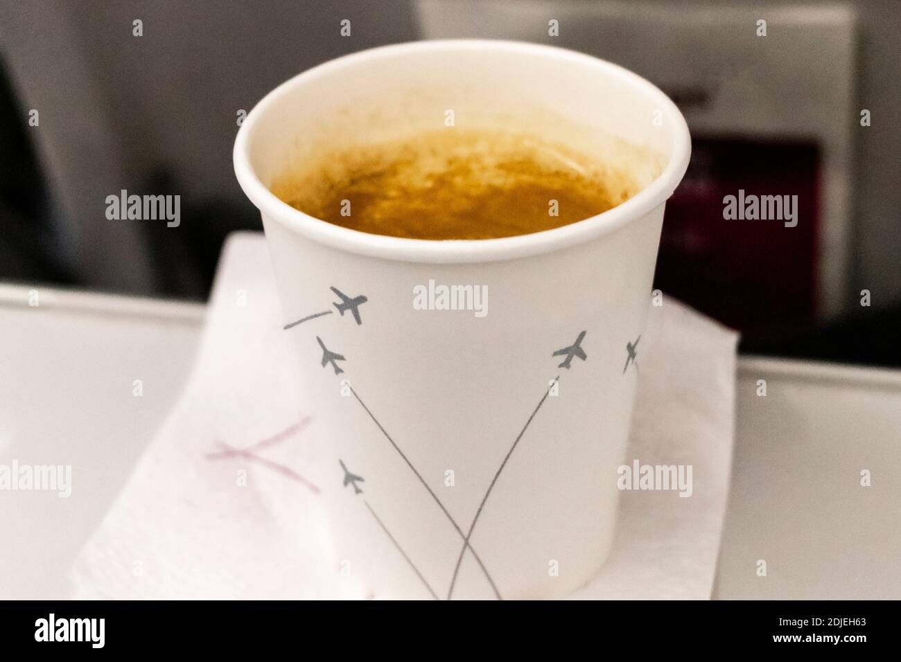 Mug of coffee with airplanes on it. Drinking coffee on the plane to ...