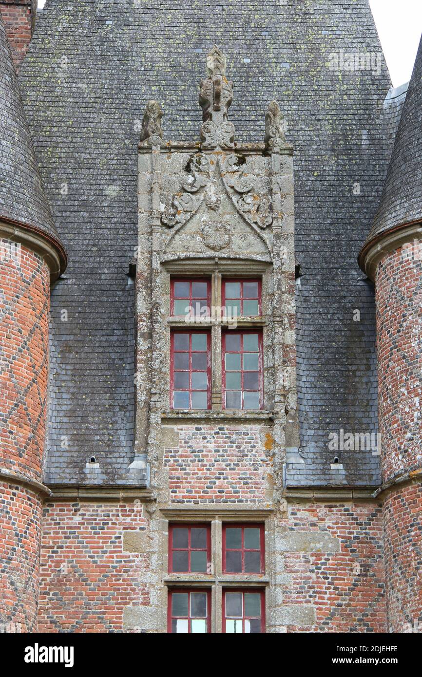 gate of the medieval castle of carrouges in normandy in france Stock ...