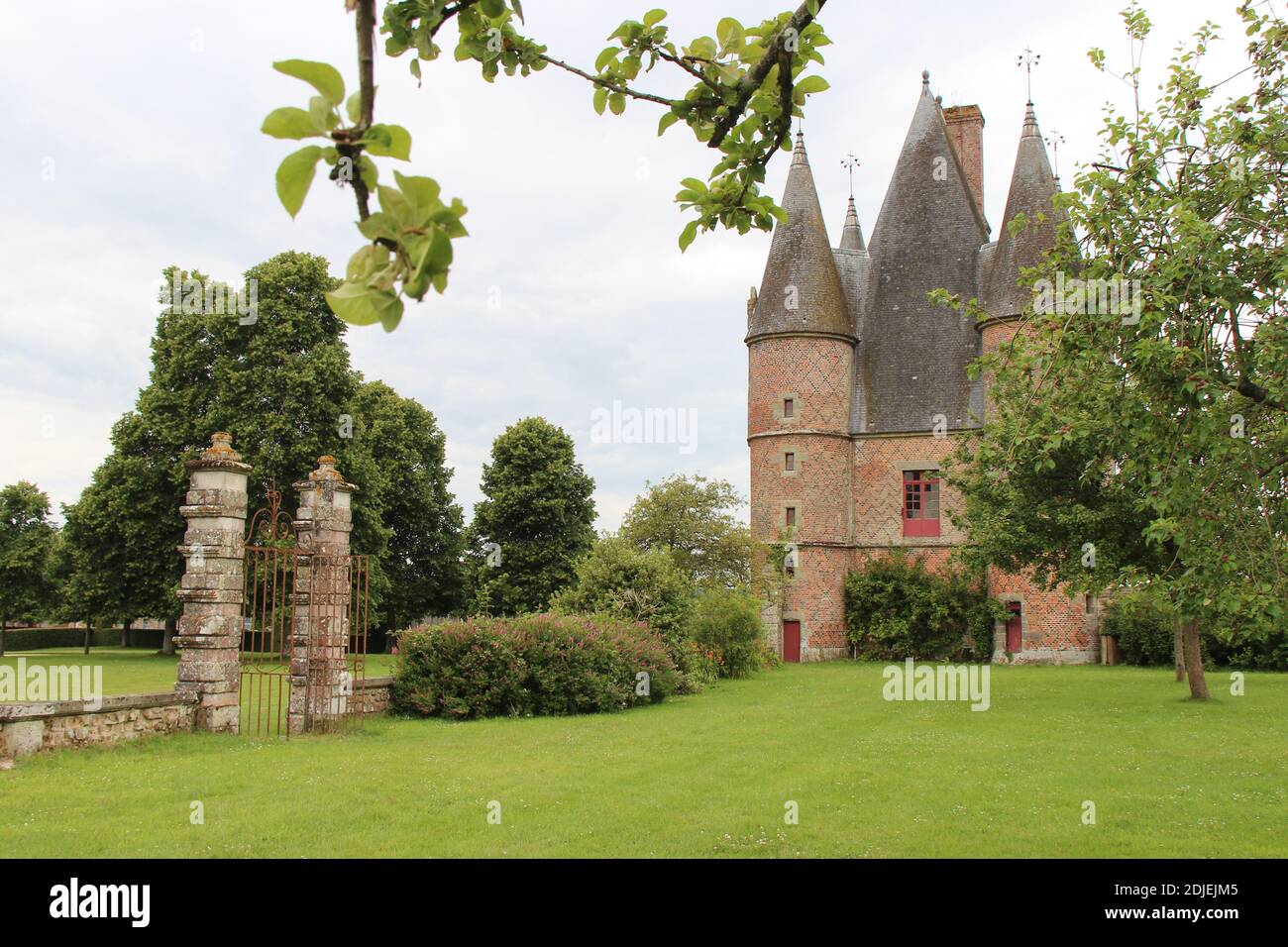 gate of the medieval castle of carrouges in normandy in france Stock ...