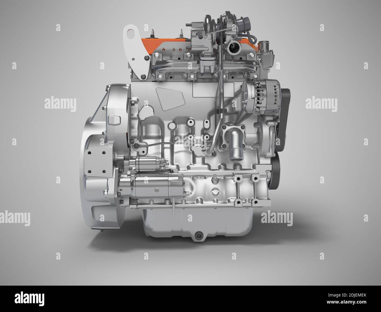 3D rendering engine for car left view on gray background with shadow ...