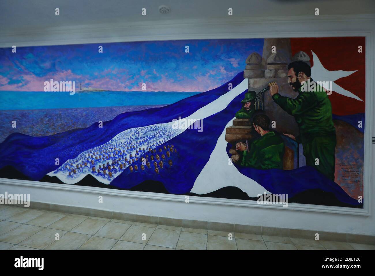 A painting of Fidel Castro in National Museum & cuban flag.Fidel Castro ...
