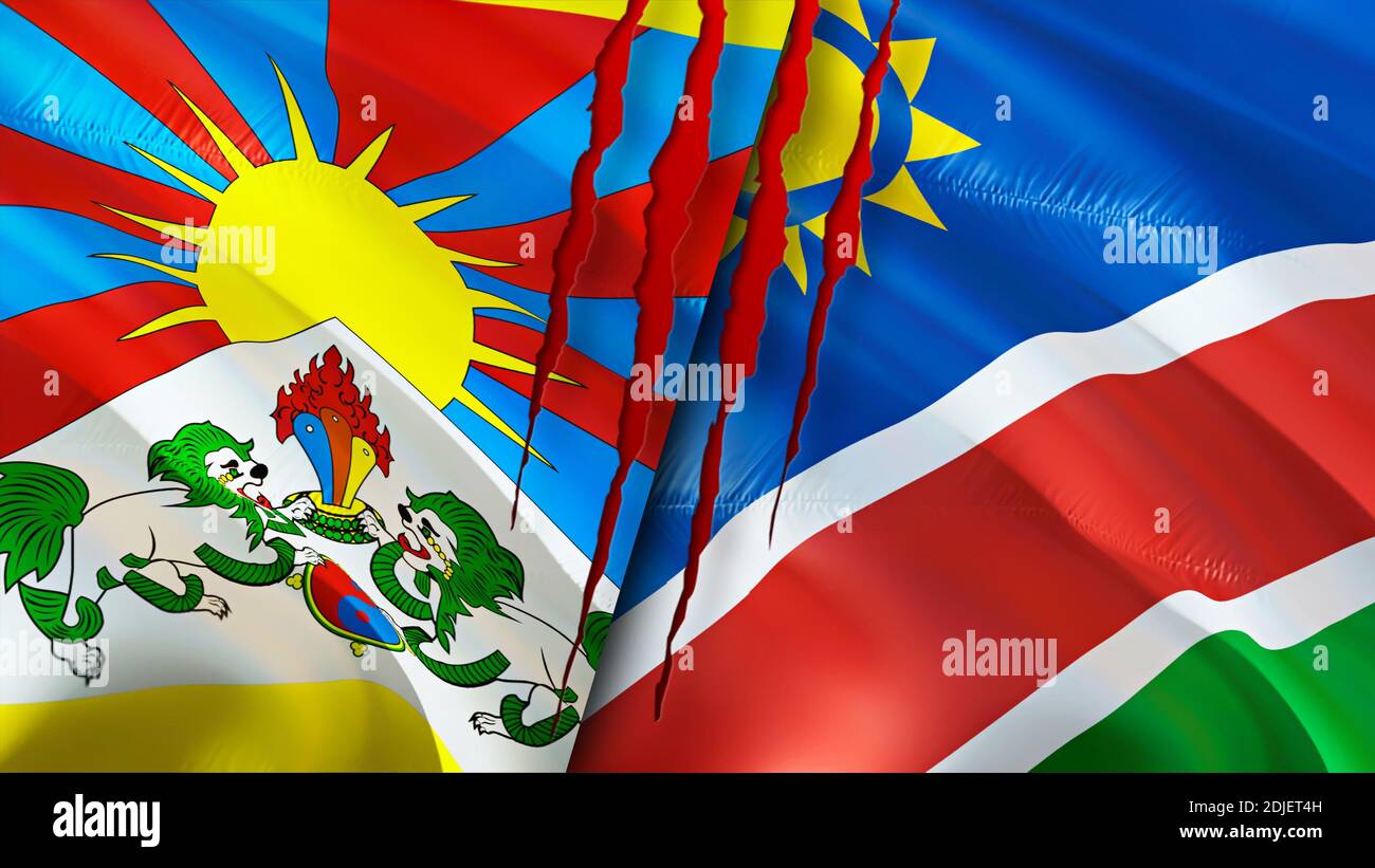 Tibet and Namibia flags. 3D Waving flag design. Tibet Namibia flag ...
