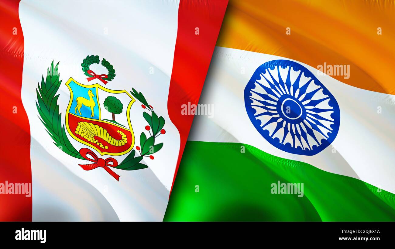 Peru and India flags. 3D Waving flag design. Peru India flag, picture ...