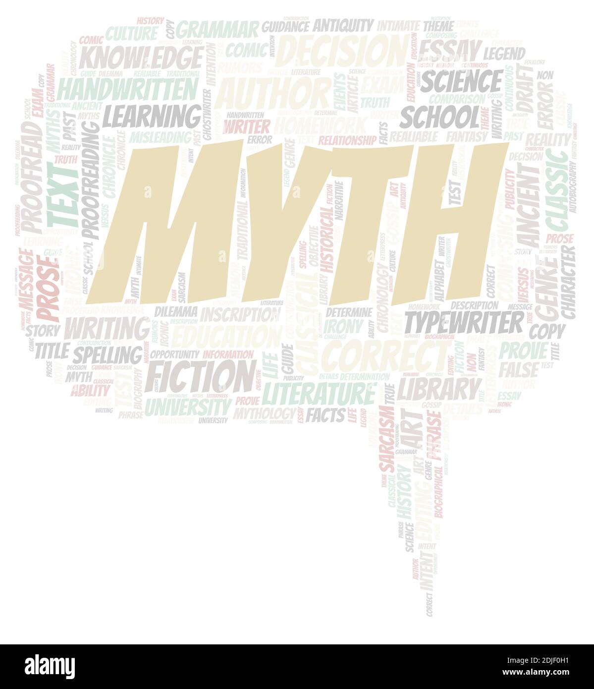 Myth typography word cloud create with text only Stock Photo - Alamy