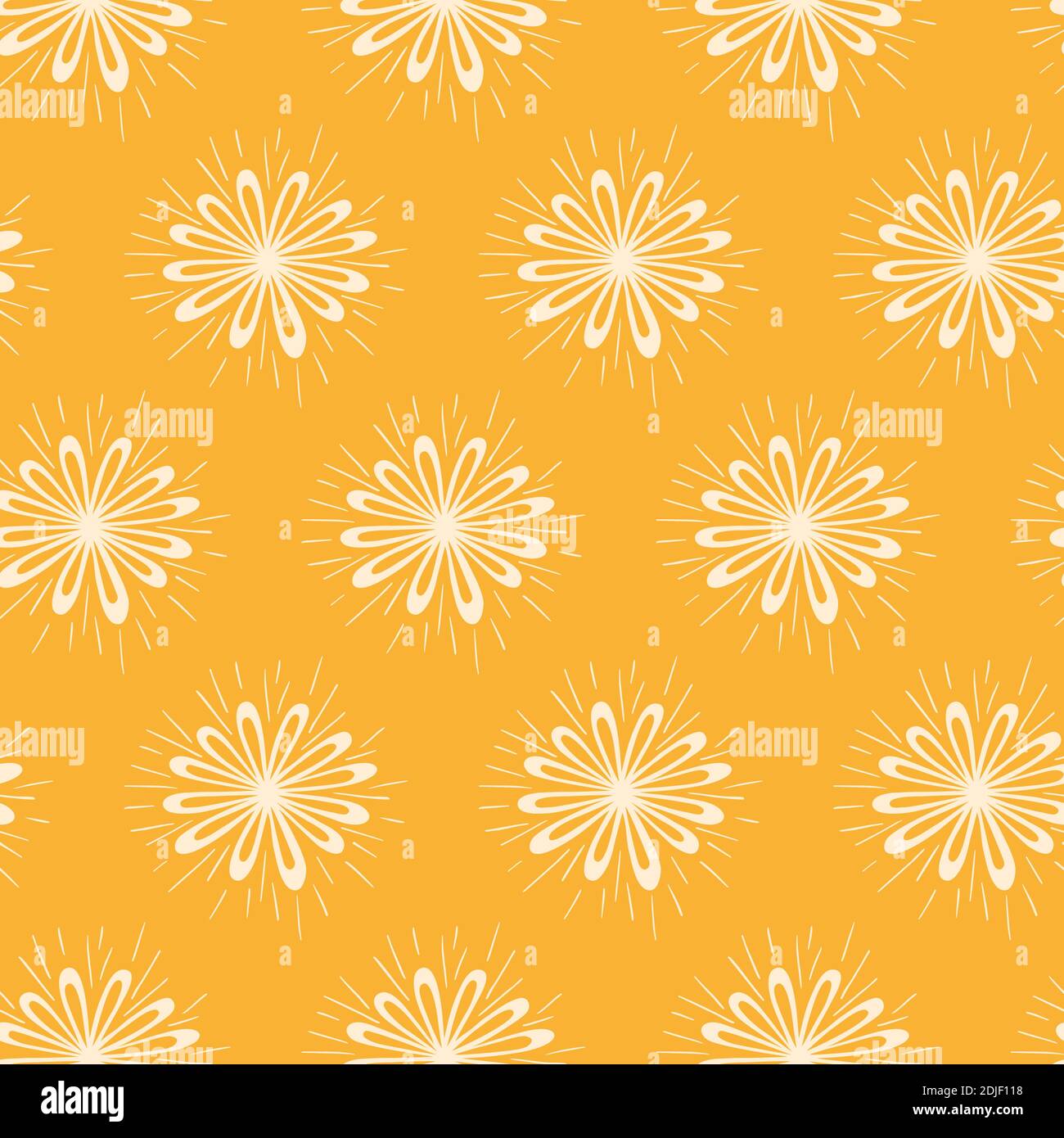 Flower vector seamless pattern. Cute doodle background yellow Stock ...