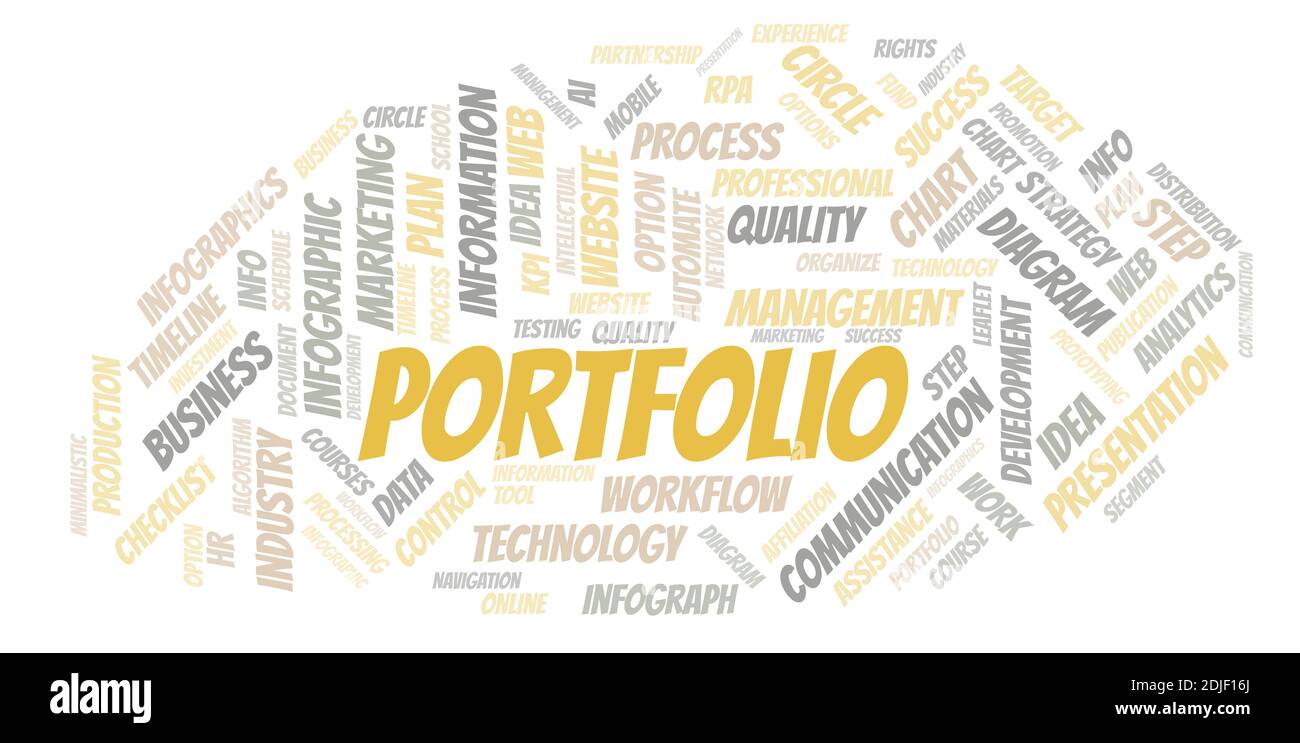 Portfolio typography word cloud create with text only Stock Photo - Alamy