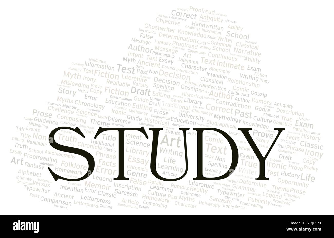 Study typography word cloud create with text only Stock Photo - Alamy