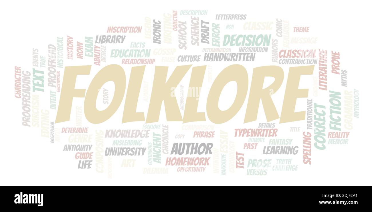 Folklore typography word cloud create with text only Stock Photo - Alamy