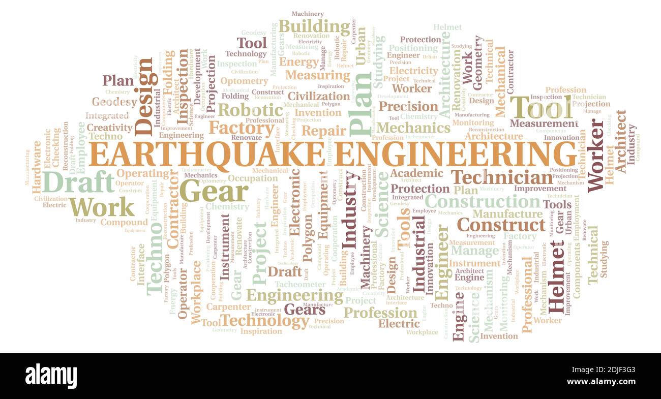 Earthquake Engineering typography word cloud create with text only ...