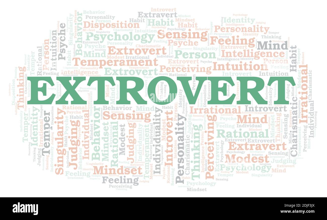 Extrovert typography word cloud create with text only Stock Photo - Alamy