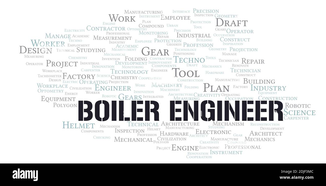 Boiler Engineer typography word cloud create with text only Stock Photo ...
