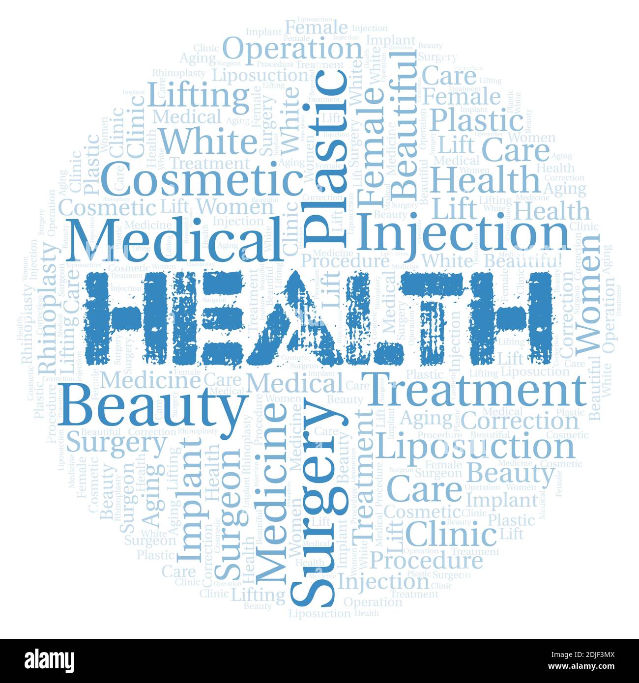 Health typography word cloud create with text only Stock Photo - Alamy